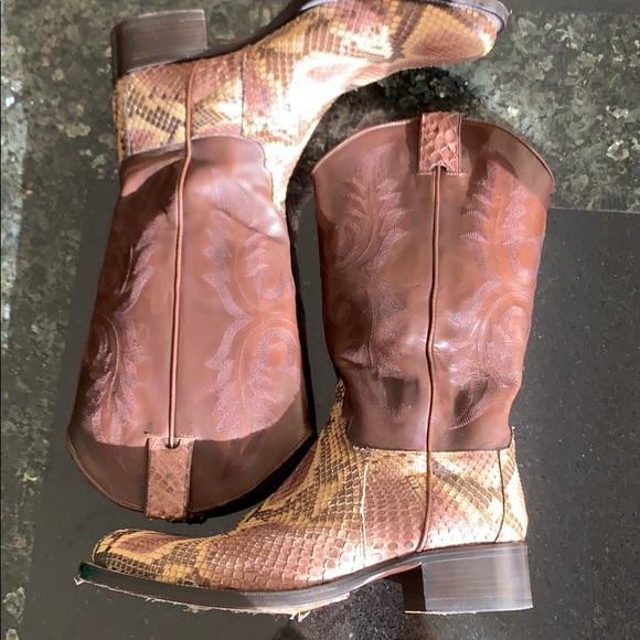 Sartore | Shoes | Sartore Brown Leathersnakeskin Cowboy Boots | Poshmark